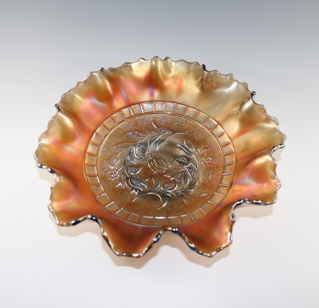 Vintage Dugan Handmade Carnival Glass Windflower Bowl "exquisite" - Etsy