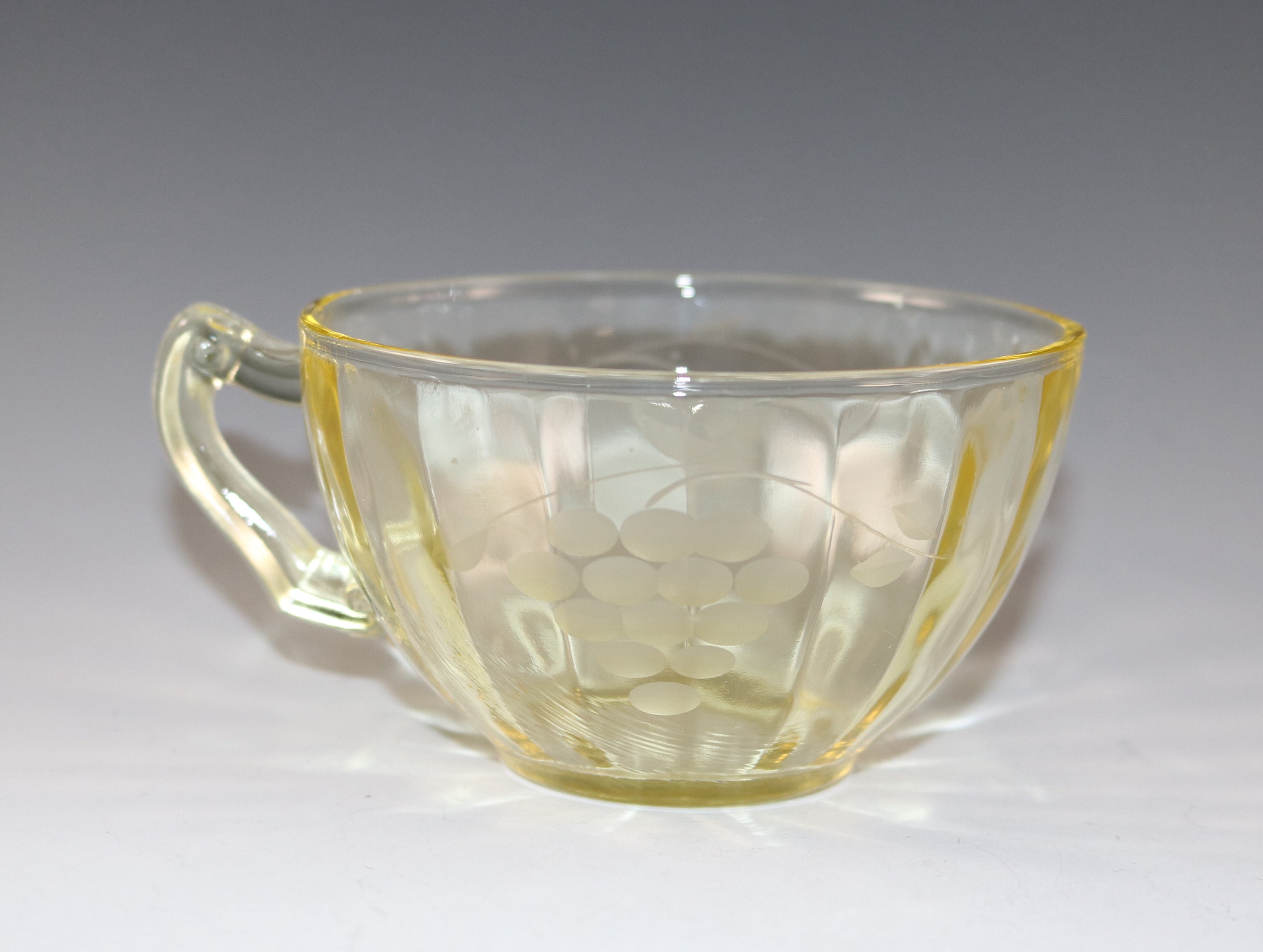 Vintage Depression Era Standard Glass Handmade Set of Six Yellow Topaz ...