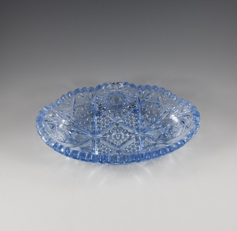 Vintage Imperial Glass Handmade Viennese Blue NUCUT Relish Tray - Etsy
