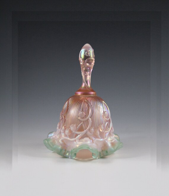 Vintage Fenton Handmade Champaigne Opalescent Emerald Crest - Etsy