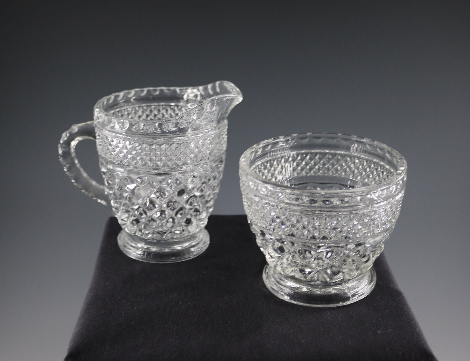 Vintage Set of Anchor Hocking Crystal Wexford Pattern Cream and Sugar ...