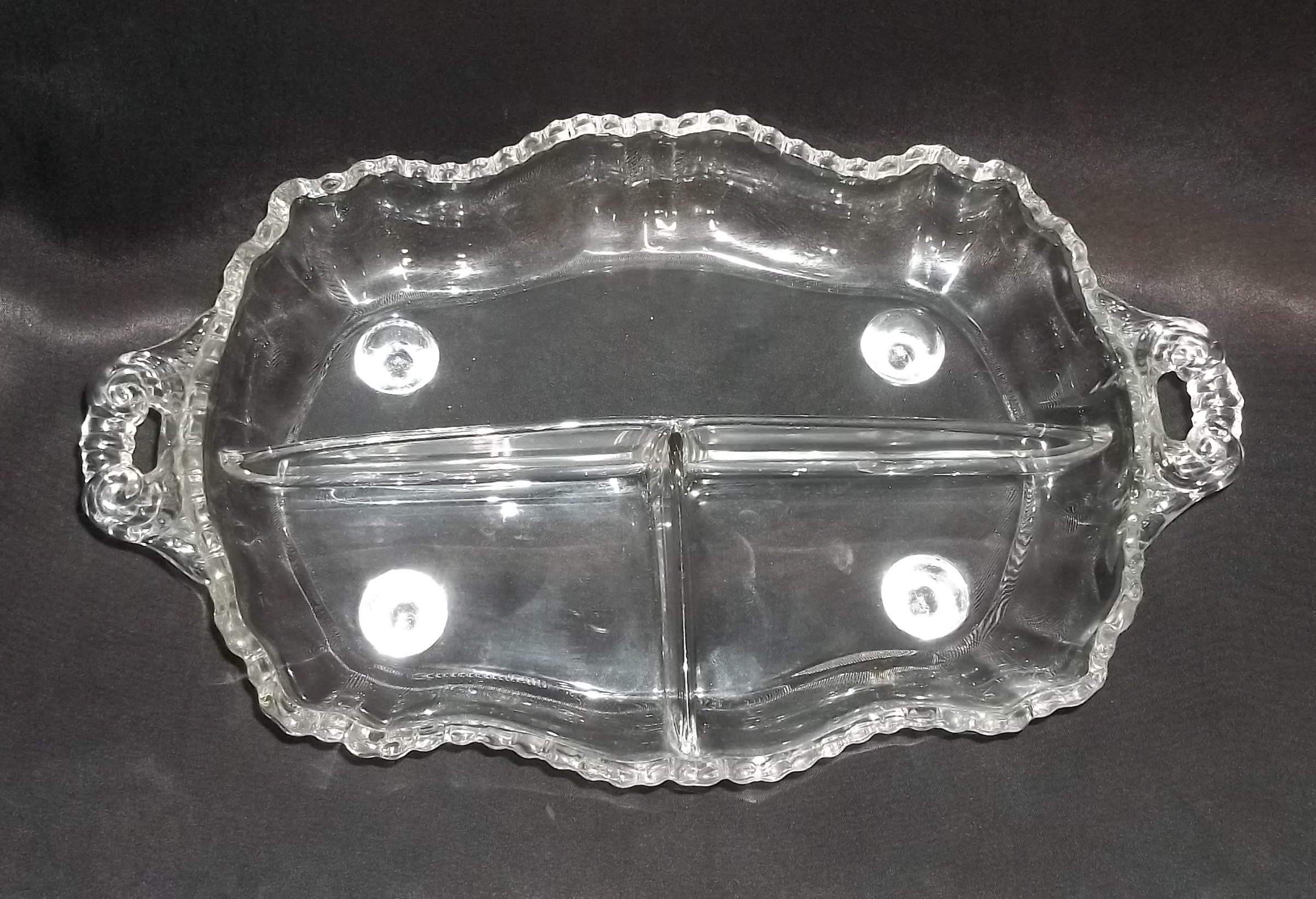 Vintage Cambridge Glass Co Handmade Gadroon Pattern 4 Toe Footed 3 Part ...