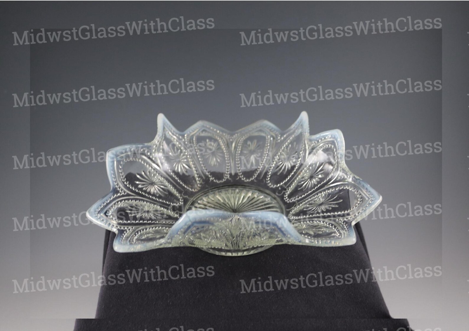 Antique Handmade Northwood Glass Co. Crystal Opalescent Spoke & Wheel ...