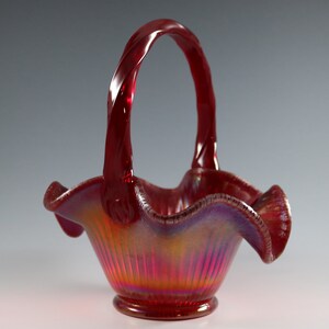 Vintage Fenton Handmade Ruby Red Stretch Glass Basket - Etsy