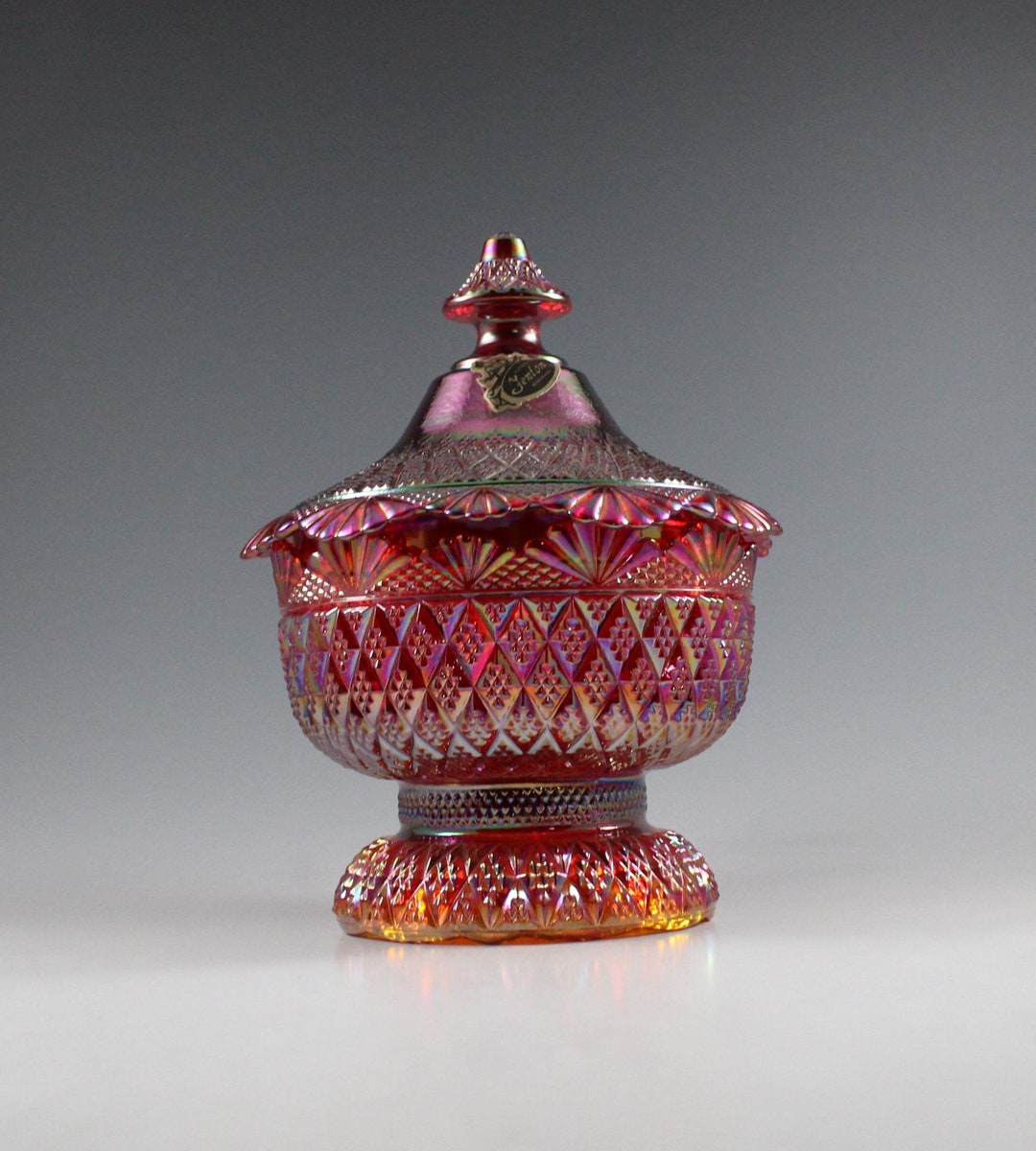 RARE Vintage Fenton Handmade Red Carnival Pagoda Covered Candy Dish - Etsy