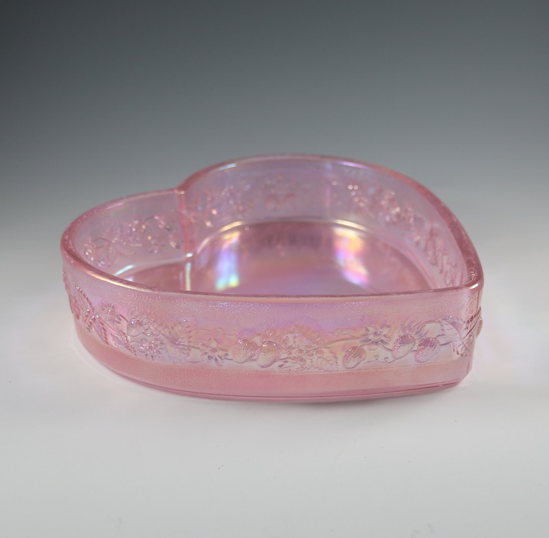 Vintage Fenton Satin Pink Carnival Glass Heart Shape Large - Etsy