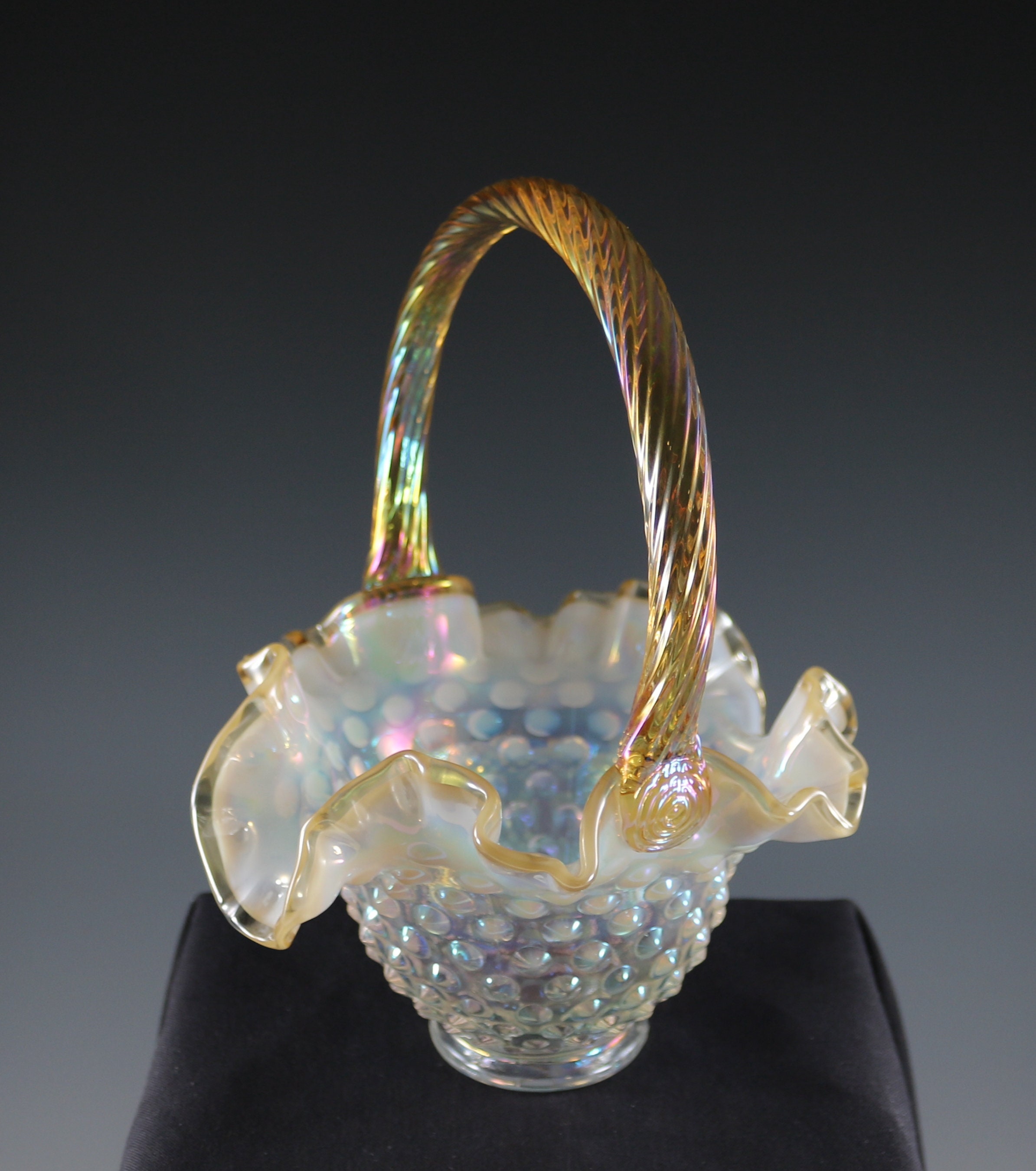 Rare Vintage Fenton Handmade Hobnail Iridescent Autumn Gold on - Etsy