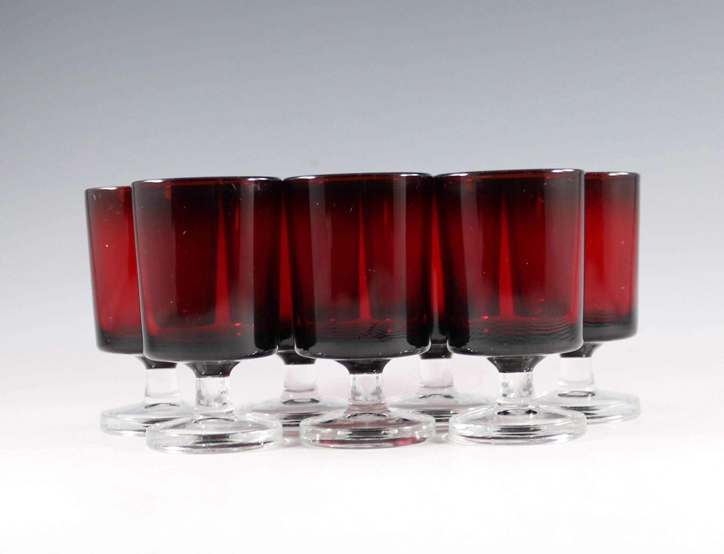 French Luminarc Ruby Red Wine Glasses Lot of 7 Stemware Vintage "france ...