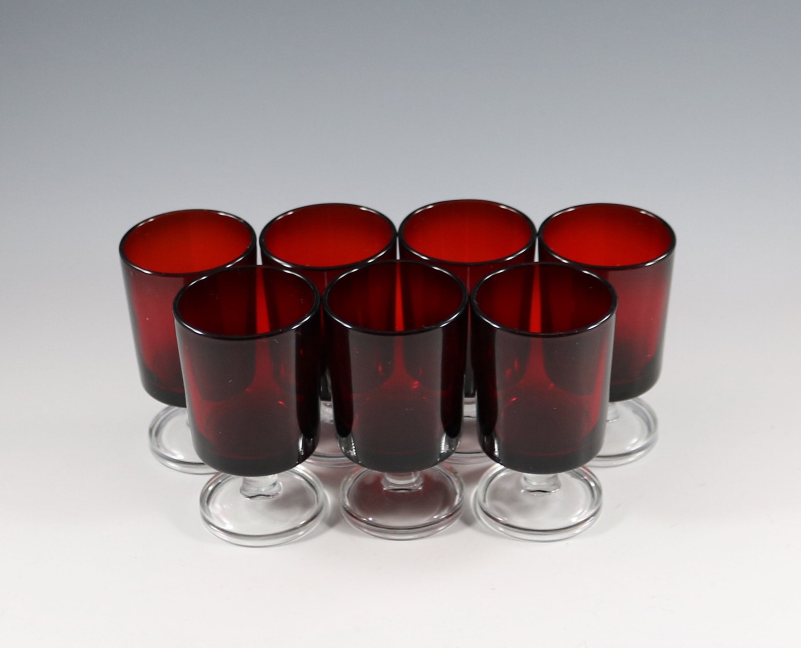 French Luminarc Ruby Red Wine Glasses Lot of 7 Stemware Vintage "france ...