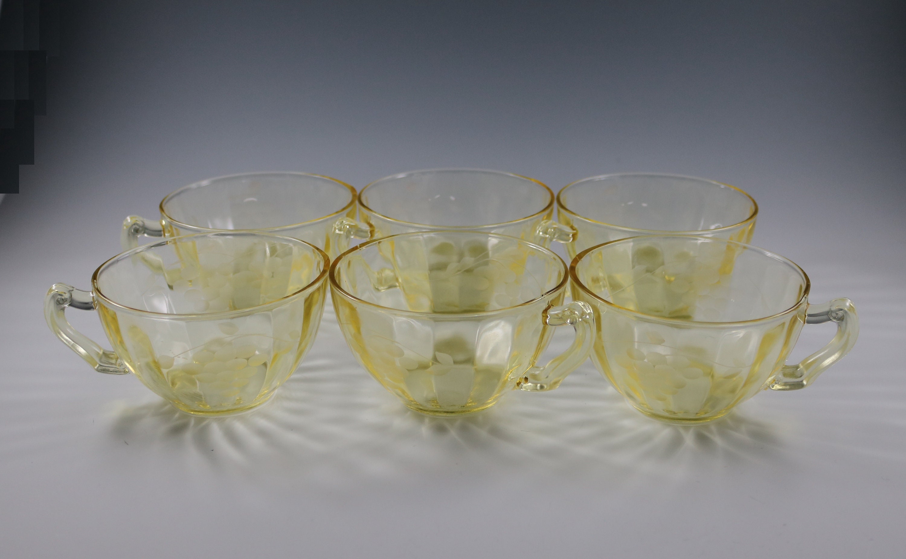 Vintage Depression Era Standard Glass Handmade Set of Six Yellow Topaz ...
