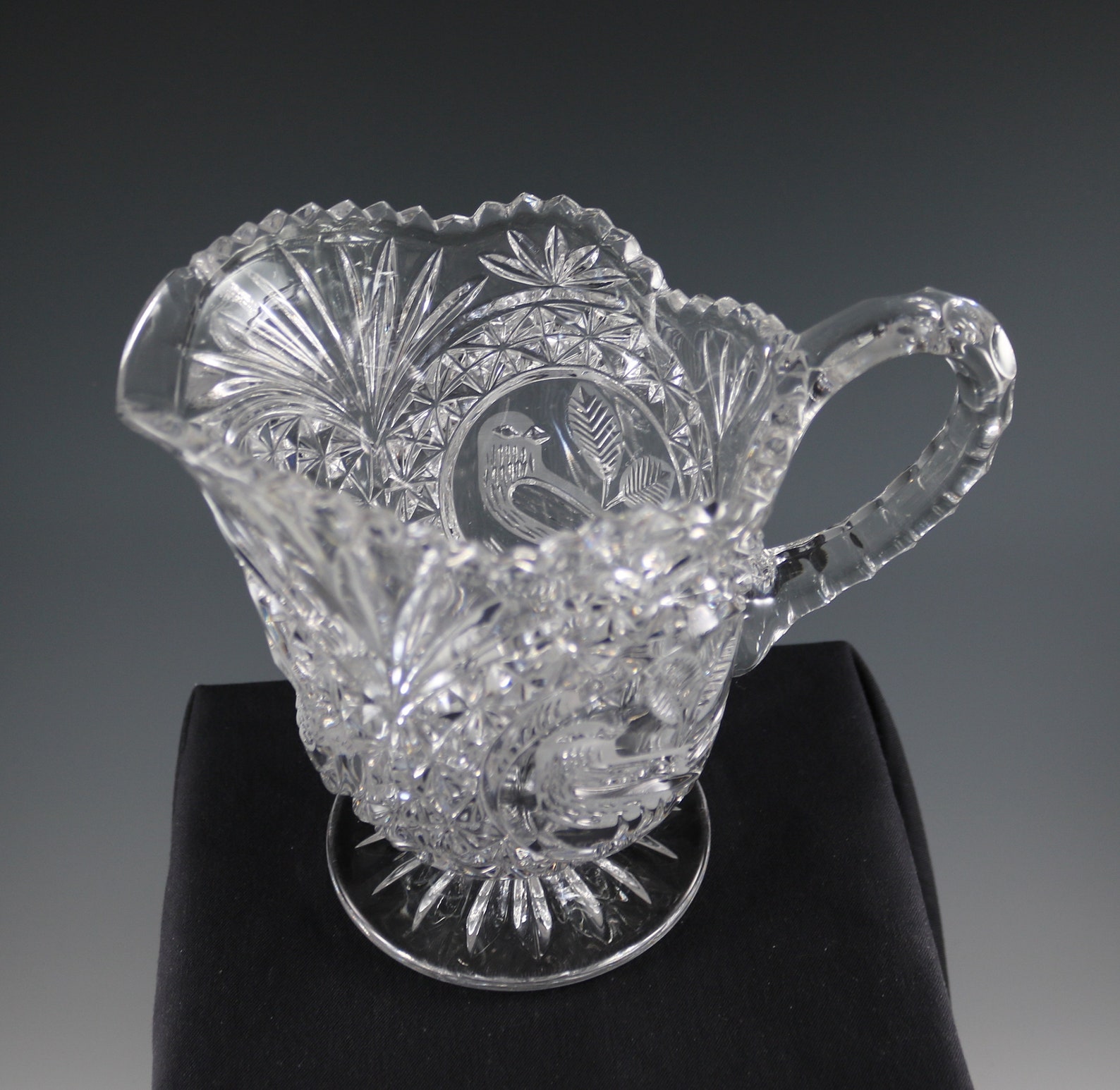 Vintage Hofbauer Made in Germany Byrdes Lead Crystal Glass Pitcher 6 1/ ...