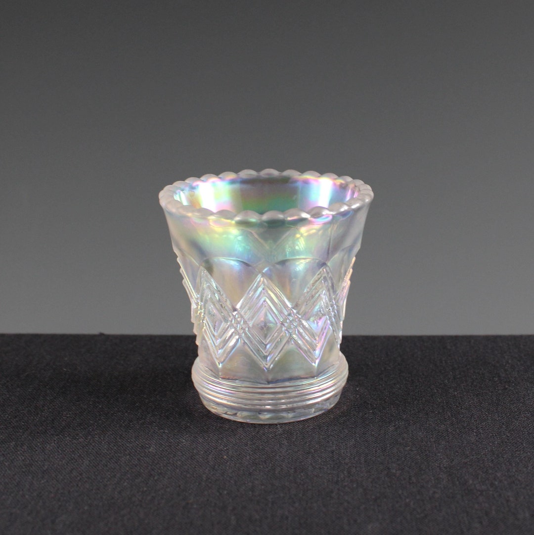 Vintage Imperial Glass Co. Handmade White Carnival Glass #7 Pattern ...
