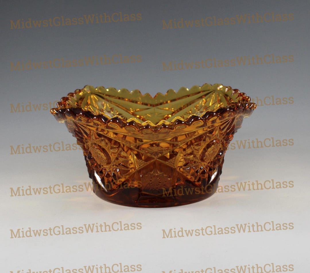 Vintage L.E. Smith Golden Amber Mckee Tec Pattern Plate #437 Glass Jove ...