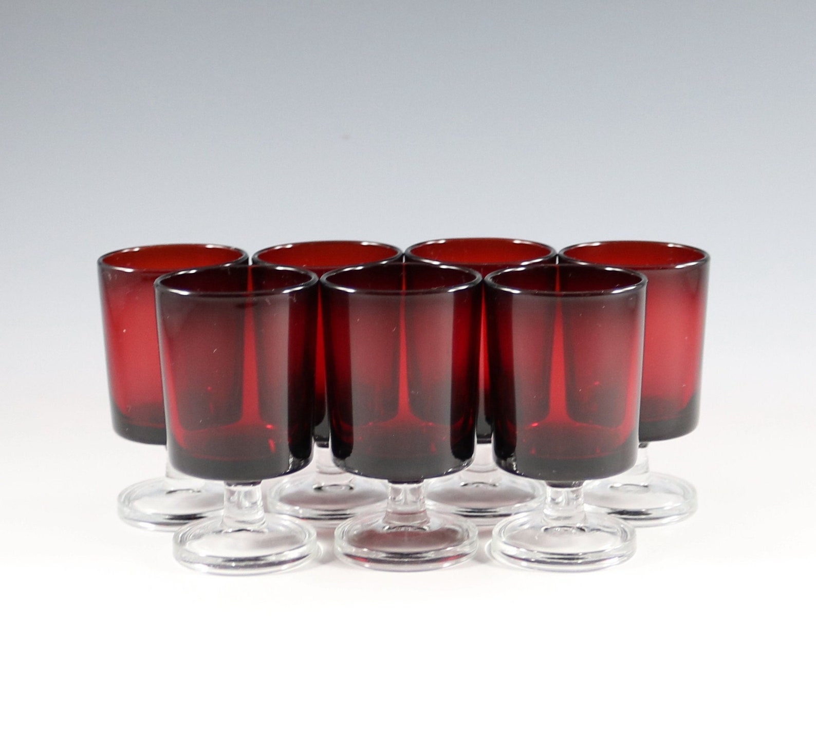 French Luminarc Ruby Red Wine Glasses Lot of 7 Stemware Vintage "france ...