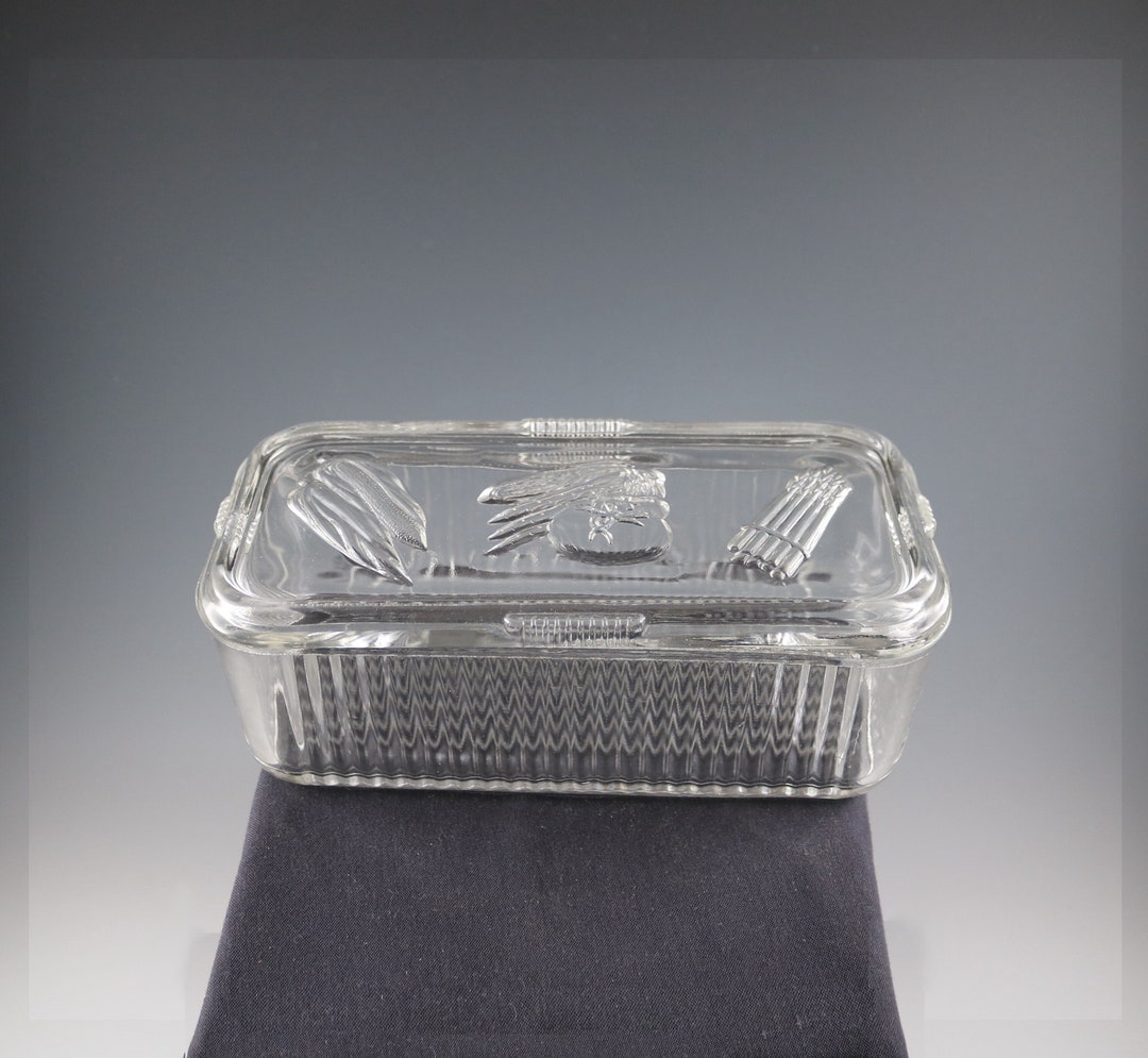 Antique Federal Crystal Vegetable Refrigerator Covered Dish Vegetable ...
