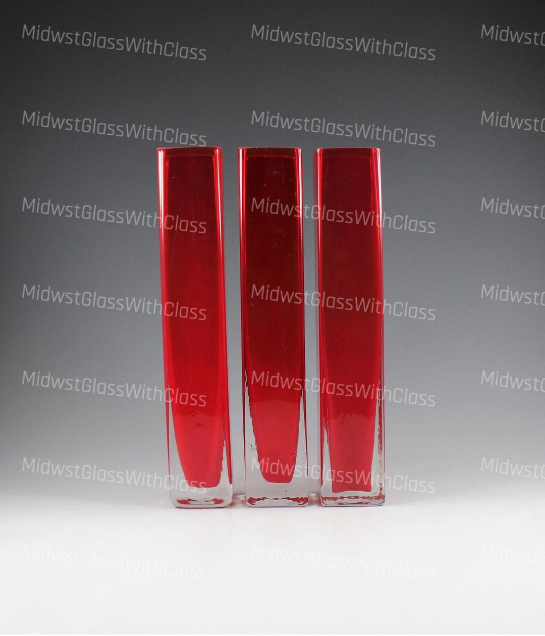 Vintage Handmade 9" Tall Ruby Vase Set of 3 - Etsy