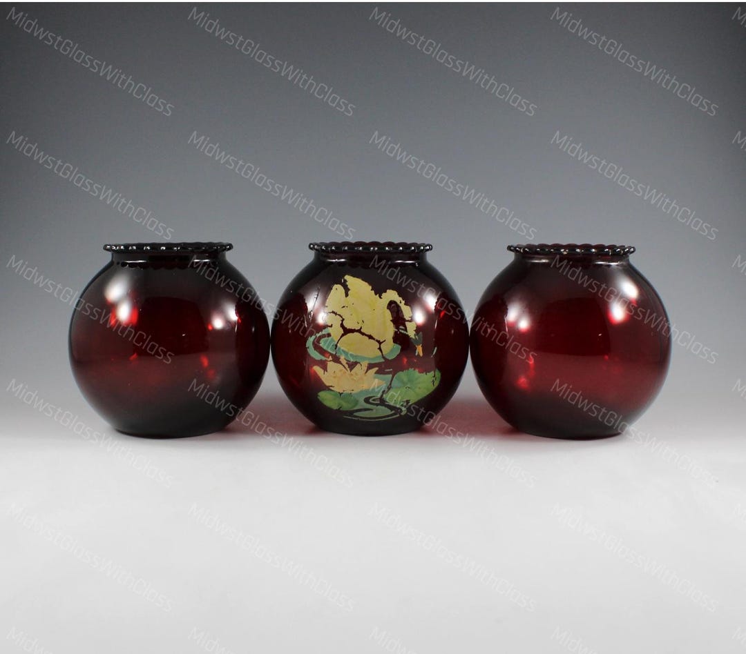 Vintage Anchor Hocking Royal Ruby Ivy Bowls Set of Three - Etsy