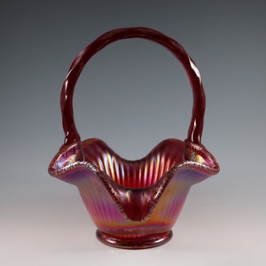Vintage Fenton Handmade Ruby Red Stretch Glass Basket - Etsy