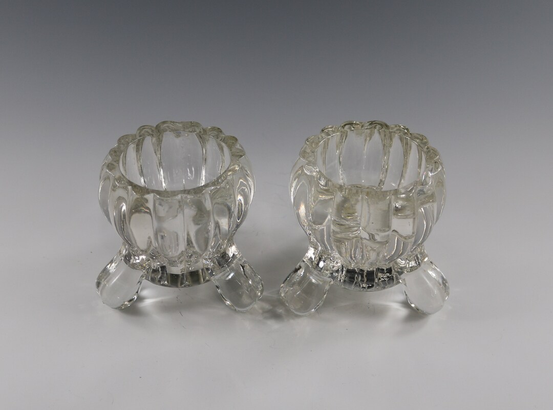 Vintage Jeannette Crystal National Three Toe Candle Holders - Etsy.de