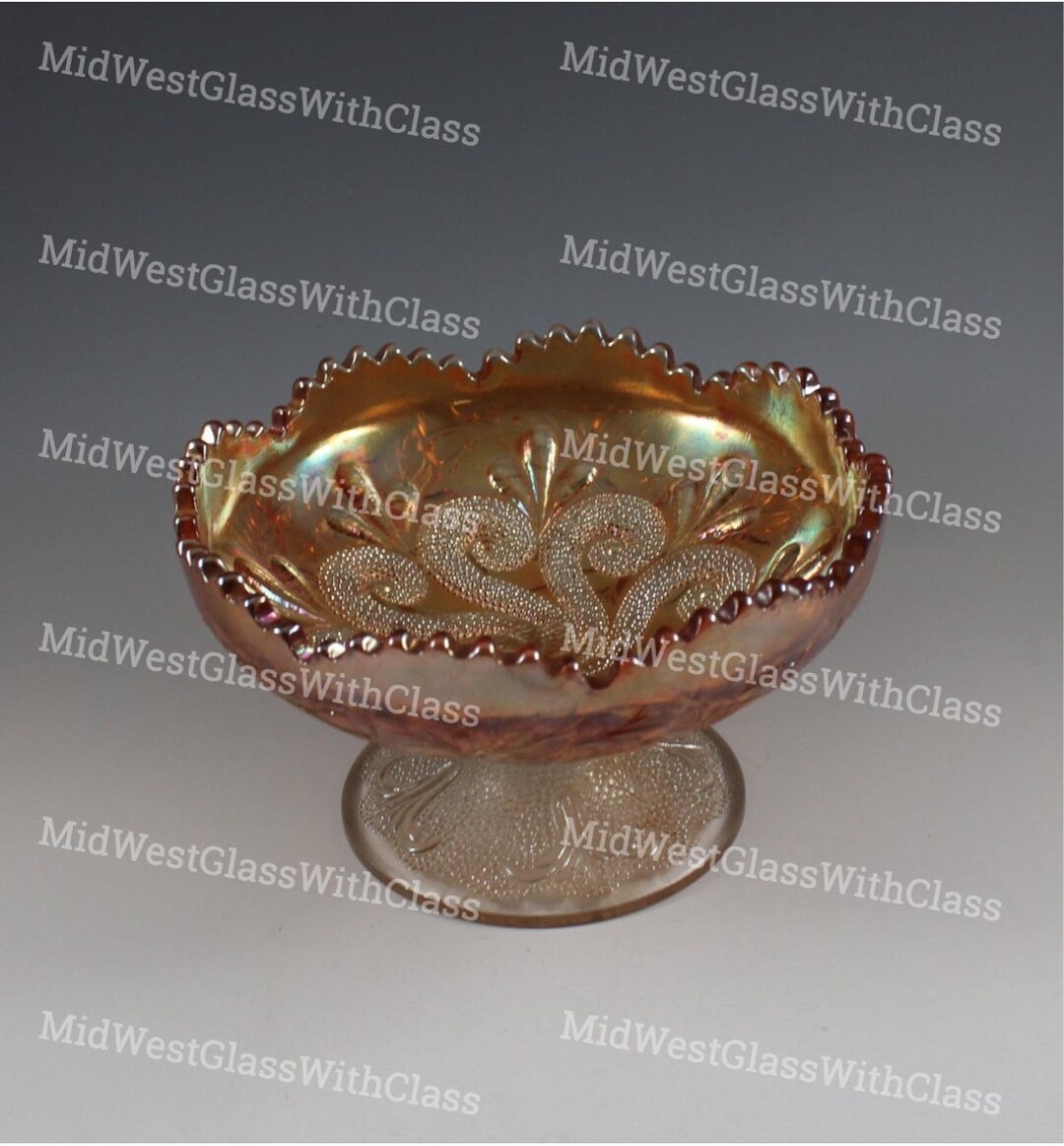 Antique Dugan Handmade Golden Marigold Carnival Glass Question Marks ...