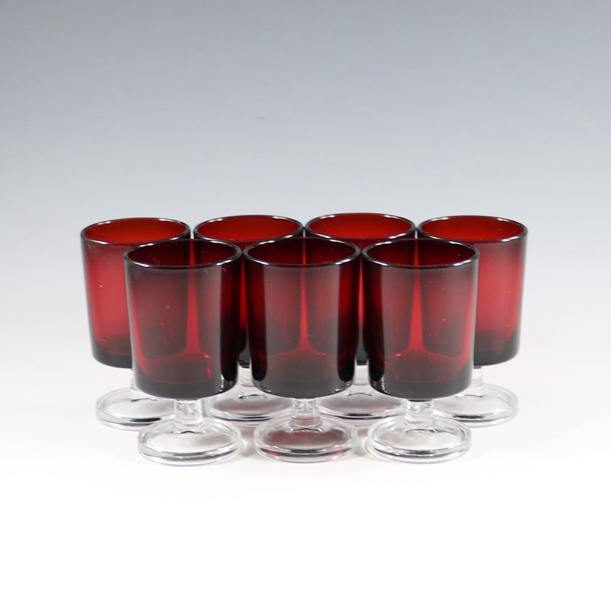 French Luminarc Ruby Red Wine Glasses Lot of 7 Stemware Vintage "france ...