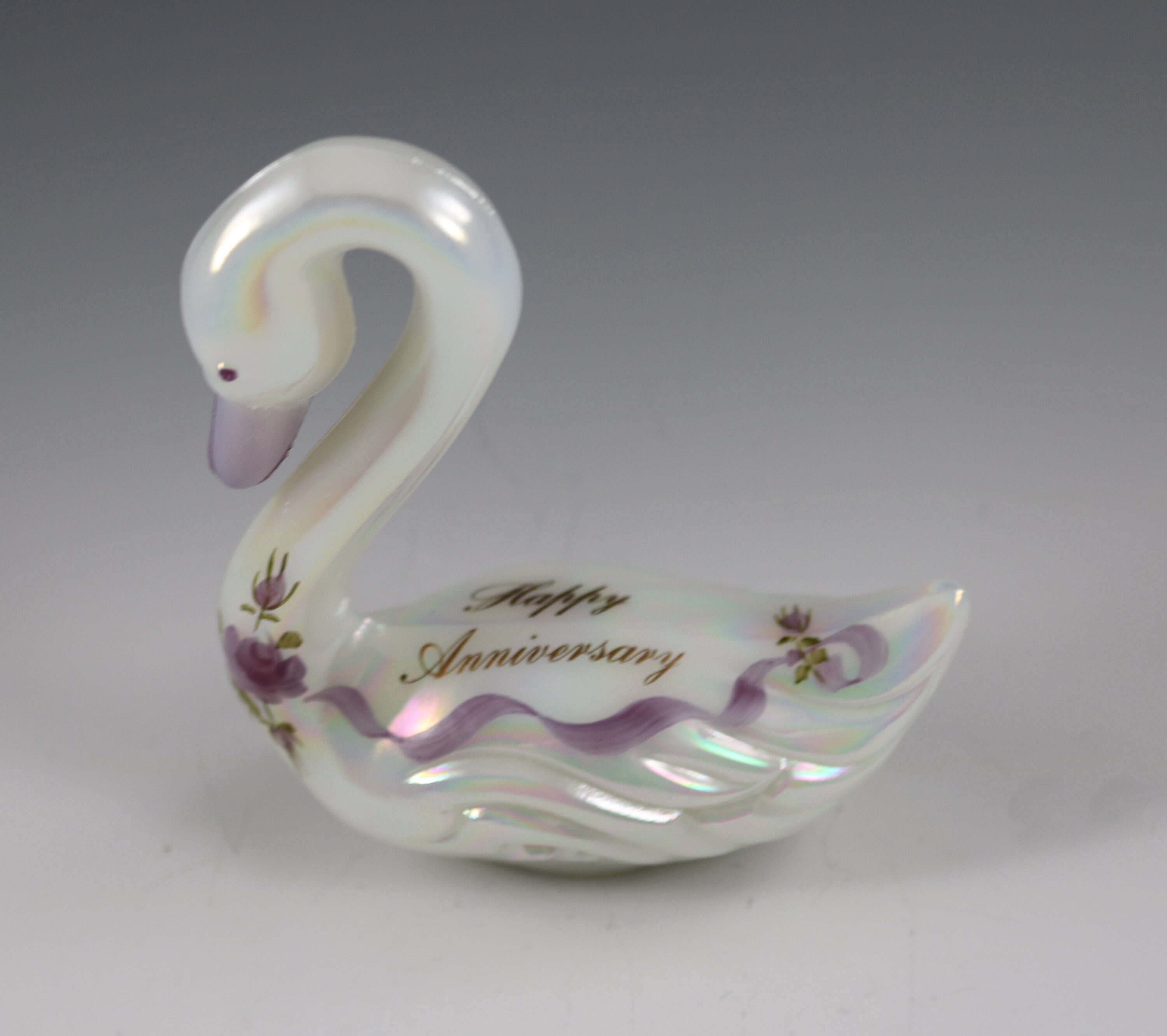 Vintage Fenton Handmade White Carnival Glass Hand Painted - Etsy