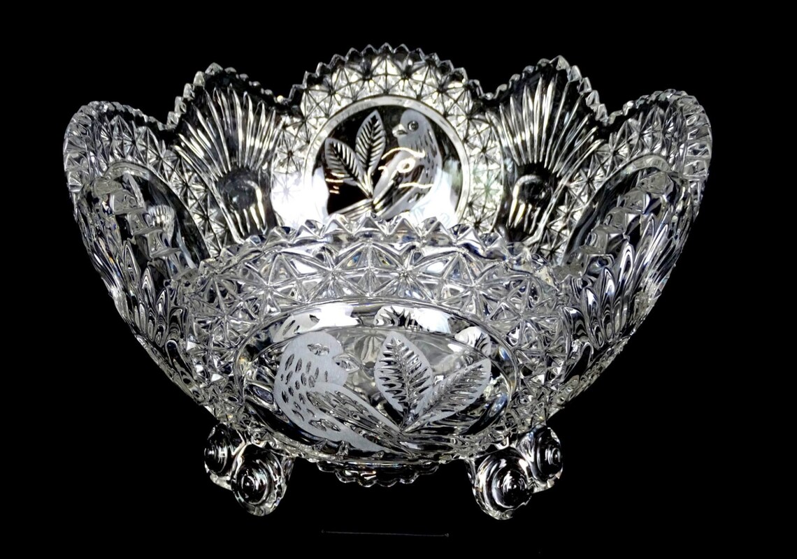 Hofbauer Crystal Glass Byrdes Collection 24% Lead Crystal 8 1/2" FOOTED ...