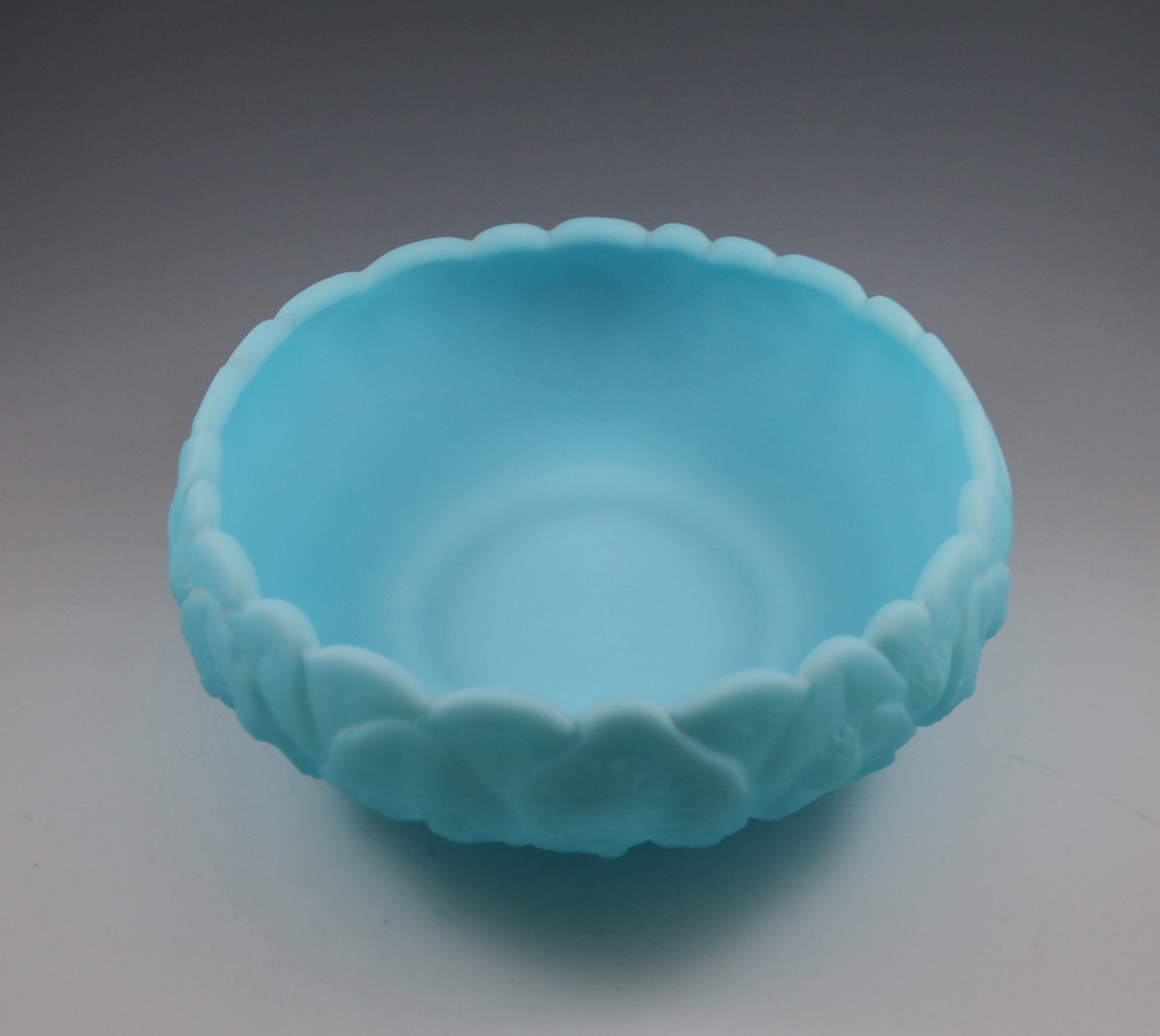 Vintage Fenton Handmade Satin Blue Water Lily 8424-BA 8 - Etsy