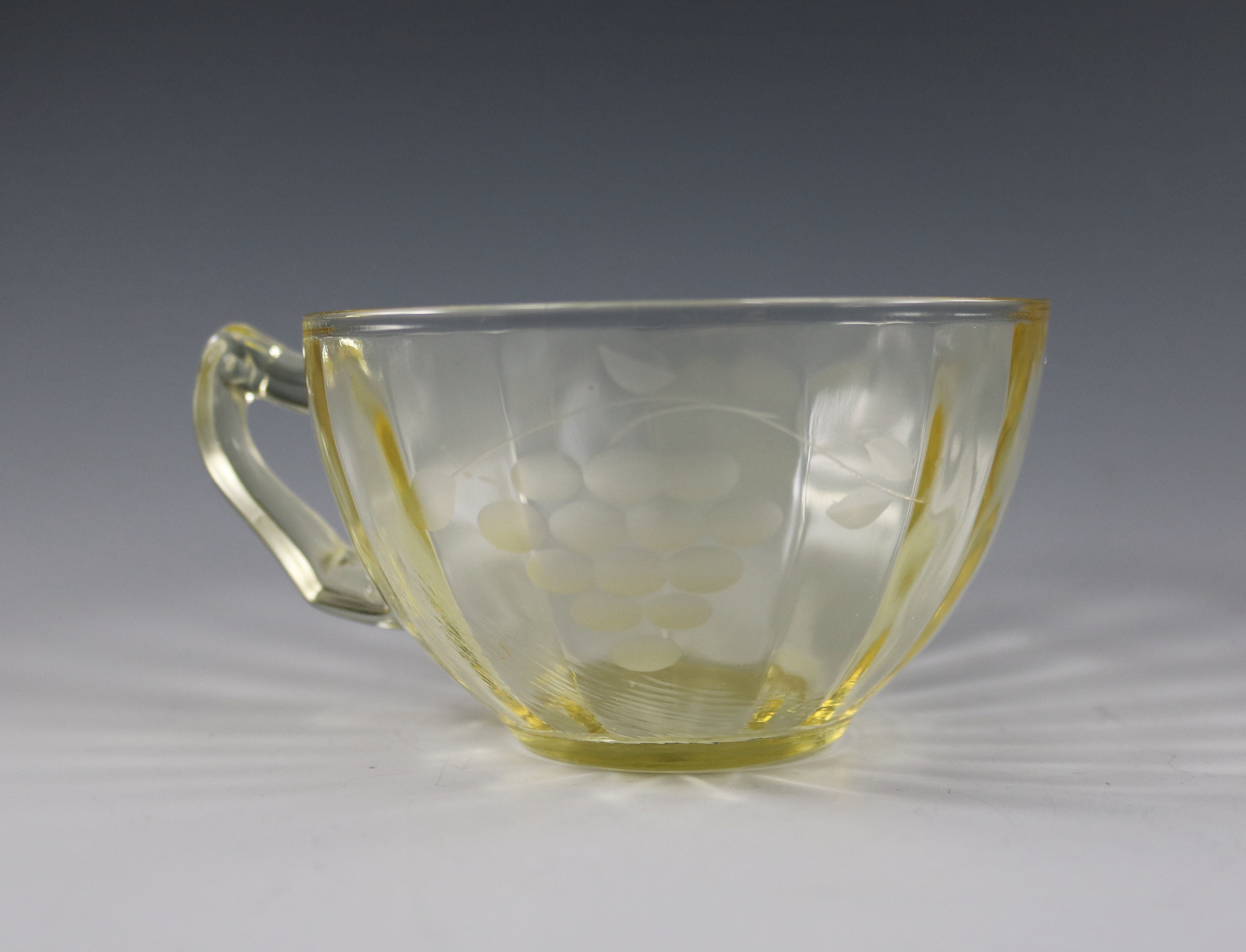 Vintage Depression Era Standard Glass Handmade Set of Six Yellow Topaz ...