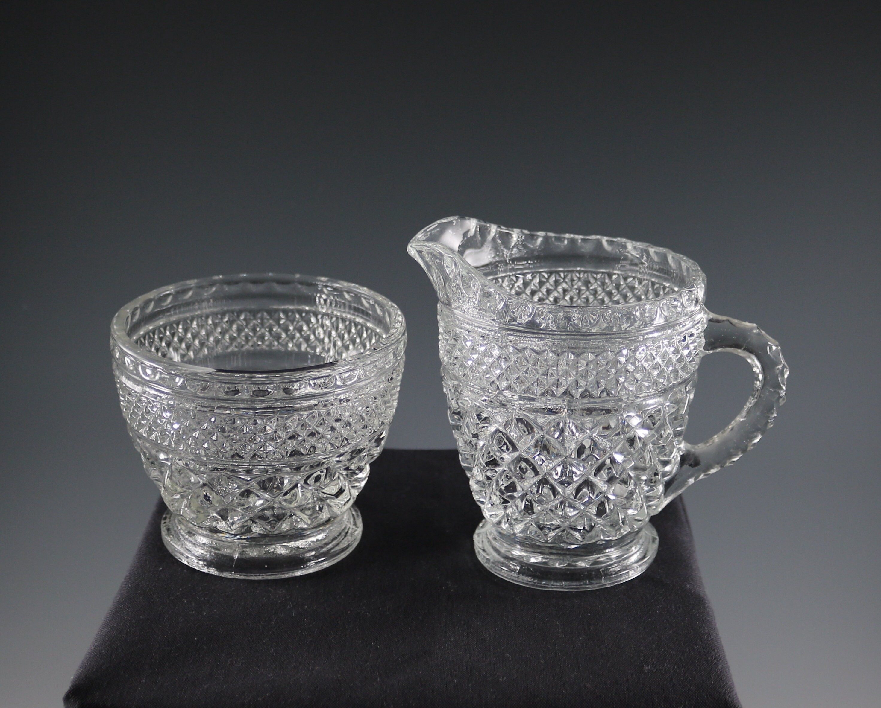 Vintage Set of Anchor Hocking Crystal Wexford Pattern Cream and Sugar ...