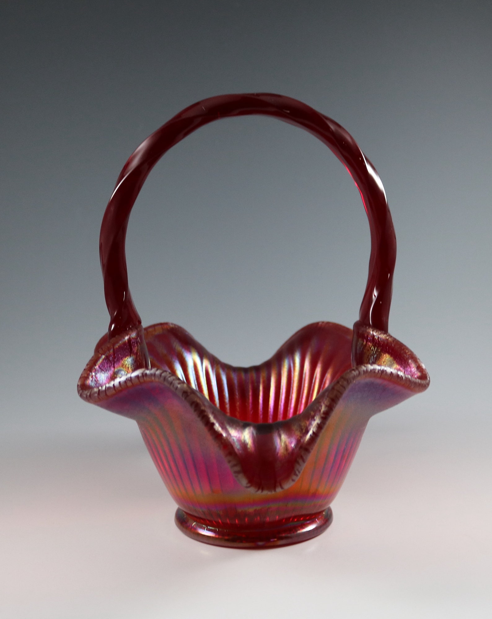 Vintage Fenton Handmade Ruby Red Stretch Glass Basket - Etsy