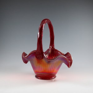 Vintage Fenton Handmade Ruby Red Stretch Glass Basket - Etsy