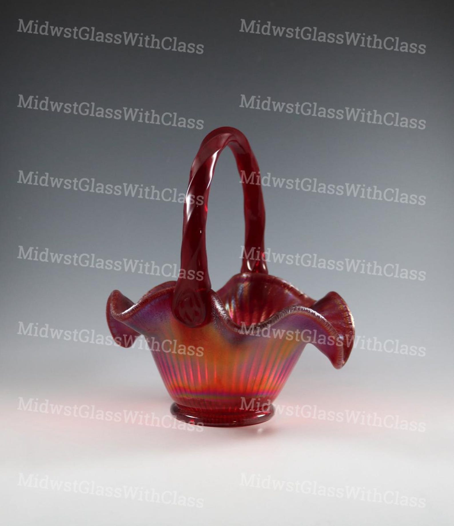 Vintage Fenton Handmade Ruby Red Stretch Glass Basket - Etsy