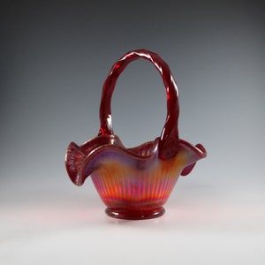 Vintage Fenton Handmade Ruby Red Stretch Glass Basket - Etsy