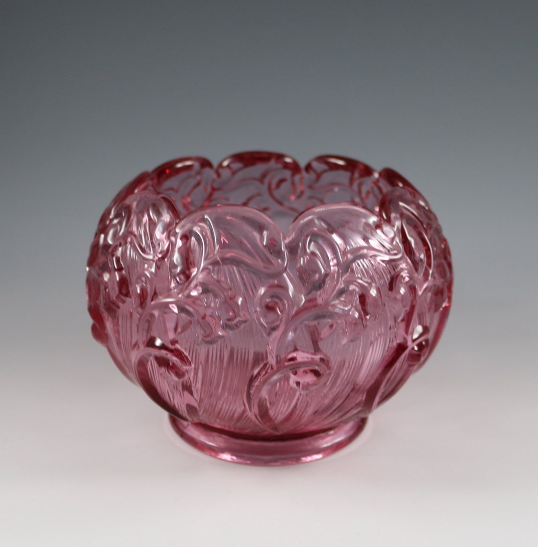 Vintage Fenton Handmade Dusty Rose Lily of the Valley Rose Bowl - Etsy