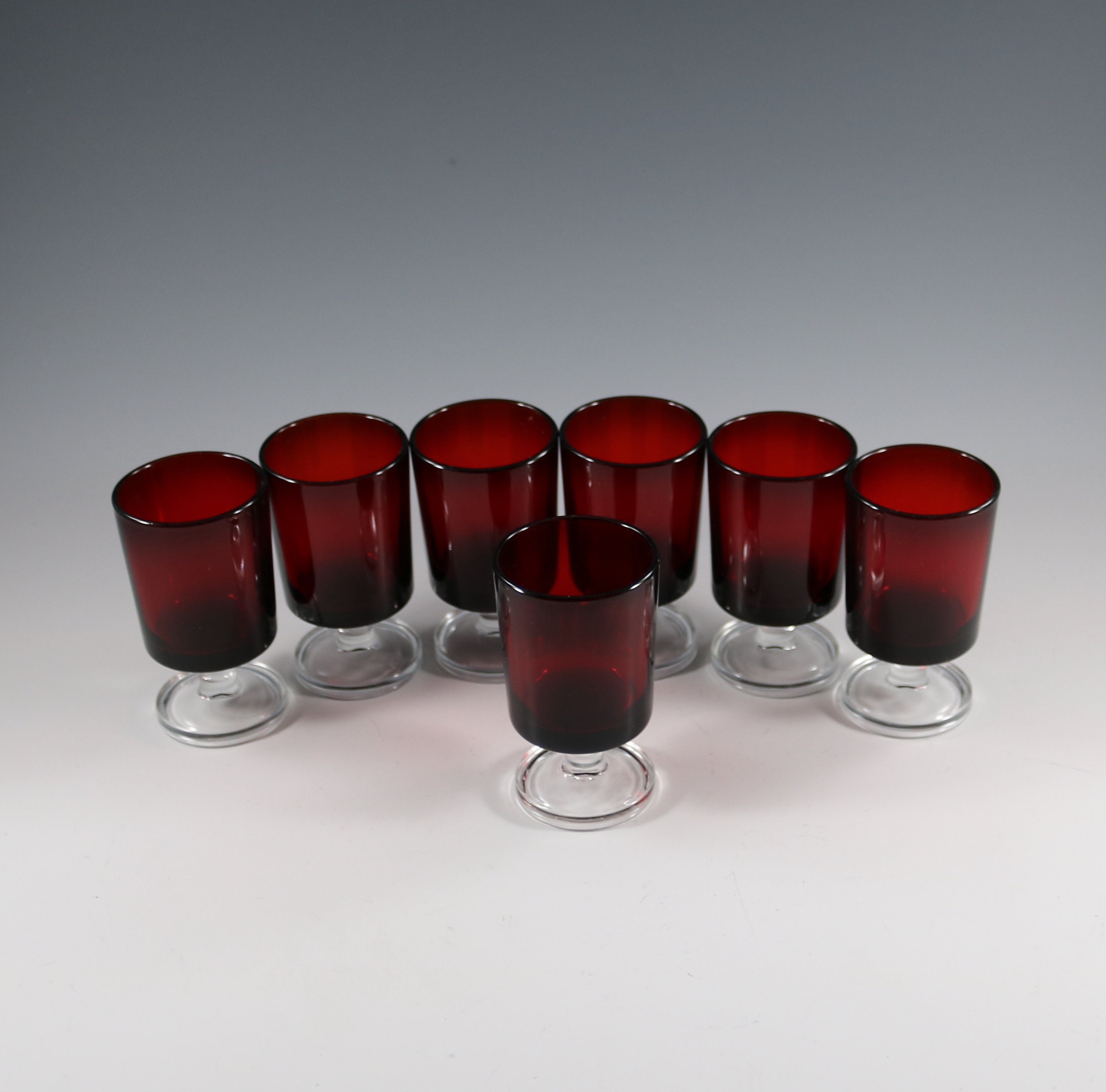 French Luminarc Ruby Red Wine Glasses Lot of 7 Stemware Vintage "france ...
