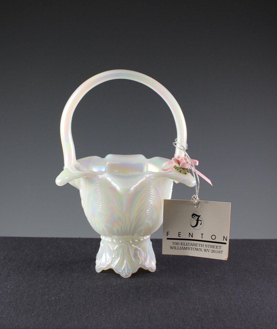Vintage Fenton Handmade Pink Champagne Mini Basket - Etsy