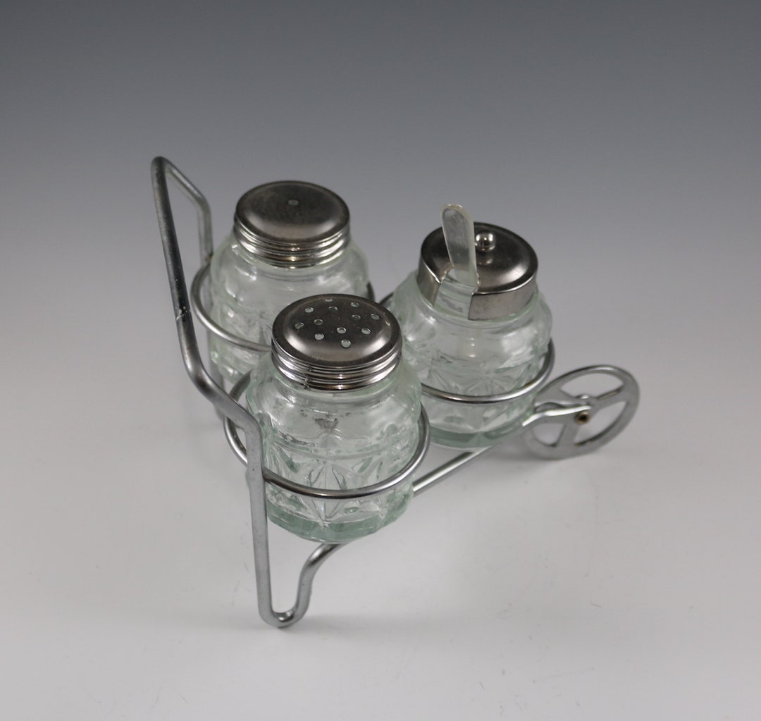 Vintage Condiment Set on A Stainless Three Wheel Cart - Etsy