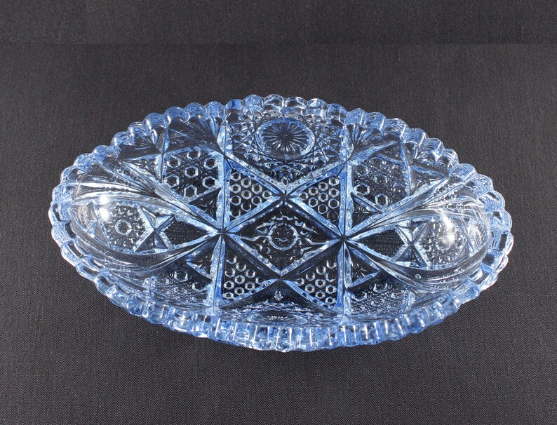 Vintage Imperial Glass Handmade Viennese Blue NUCUT Relish Tray - Etsy