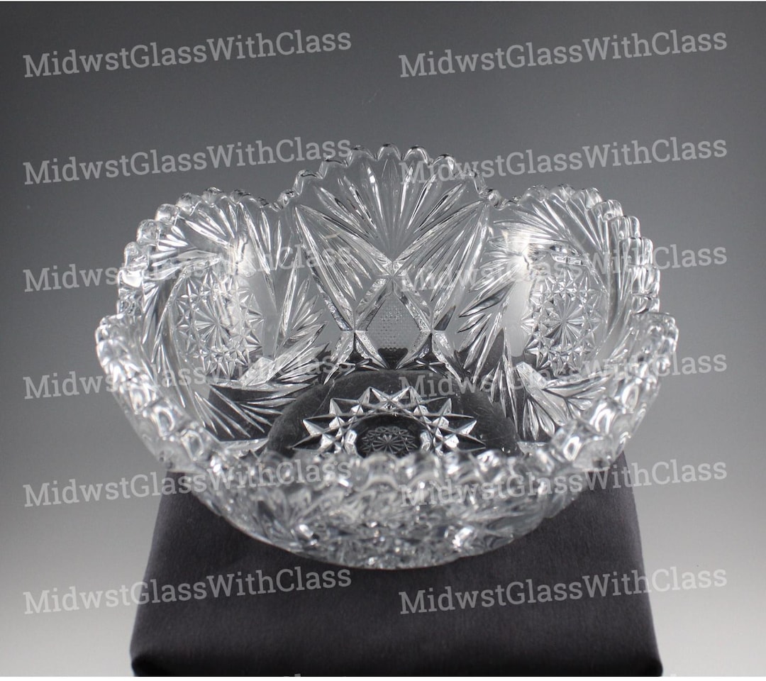 Vintage Handmade Crystal Whirling/pinwheel Star Pattern Bowl American ...