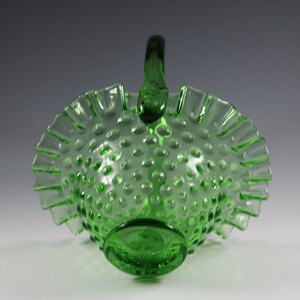 Vintage Fenton Handmade Green Glass Hobnail Handled Basket - Etsy