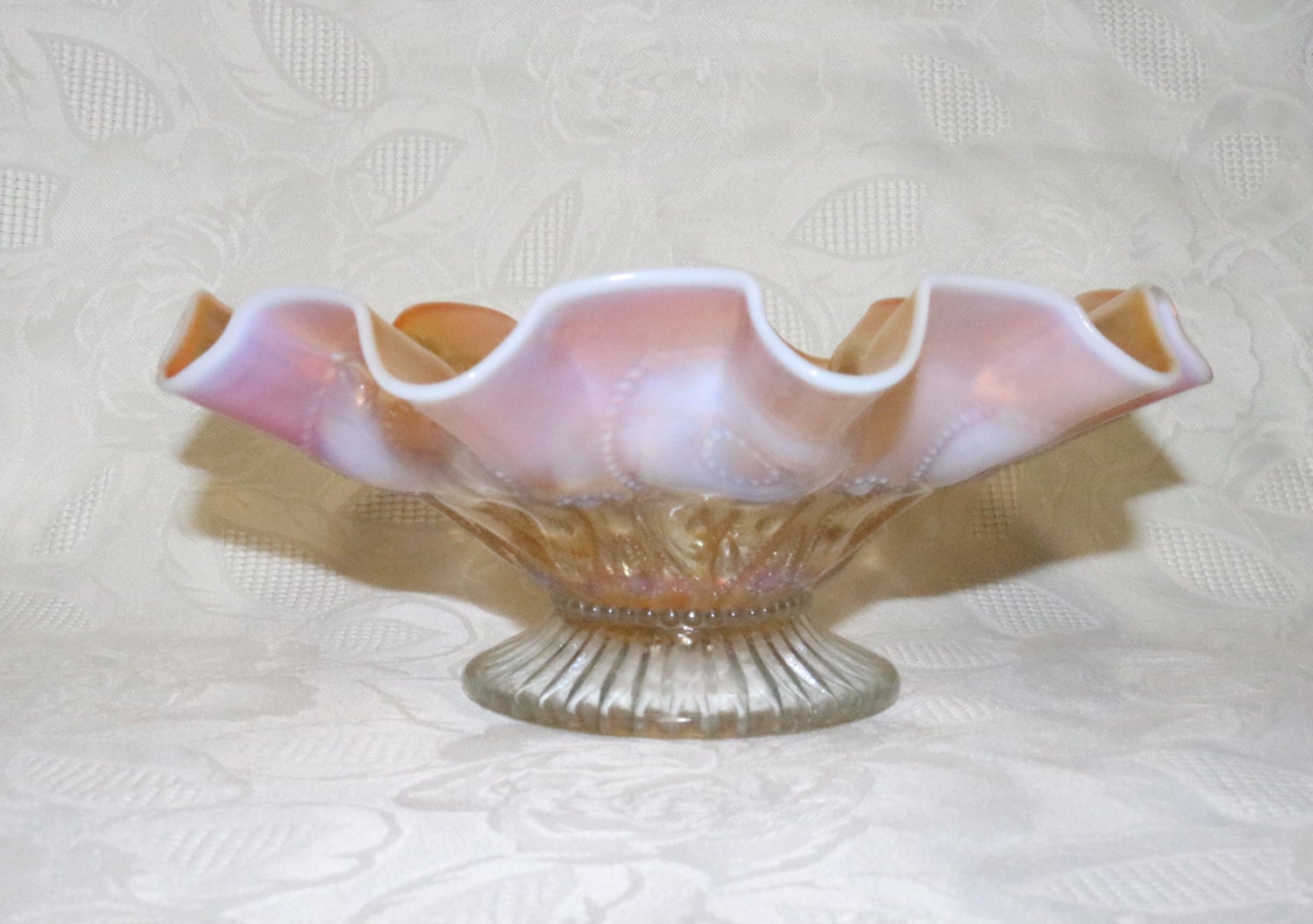 Vintage Handmade Dugan Glass Co. Made This Peach Opal Footed - Etsy