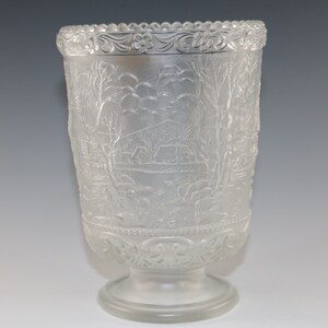 Vintage Fenton Handmade Satin Crystal Currier and Ives Farm Scene Vase ...