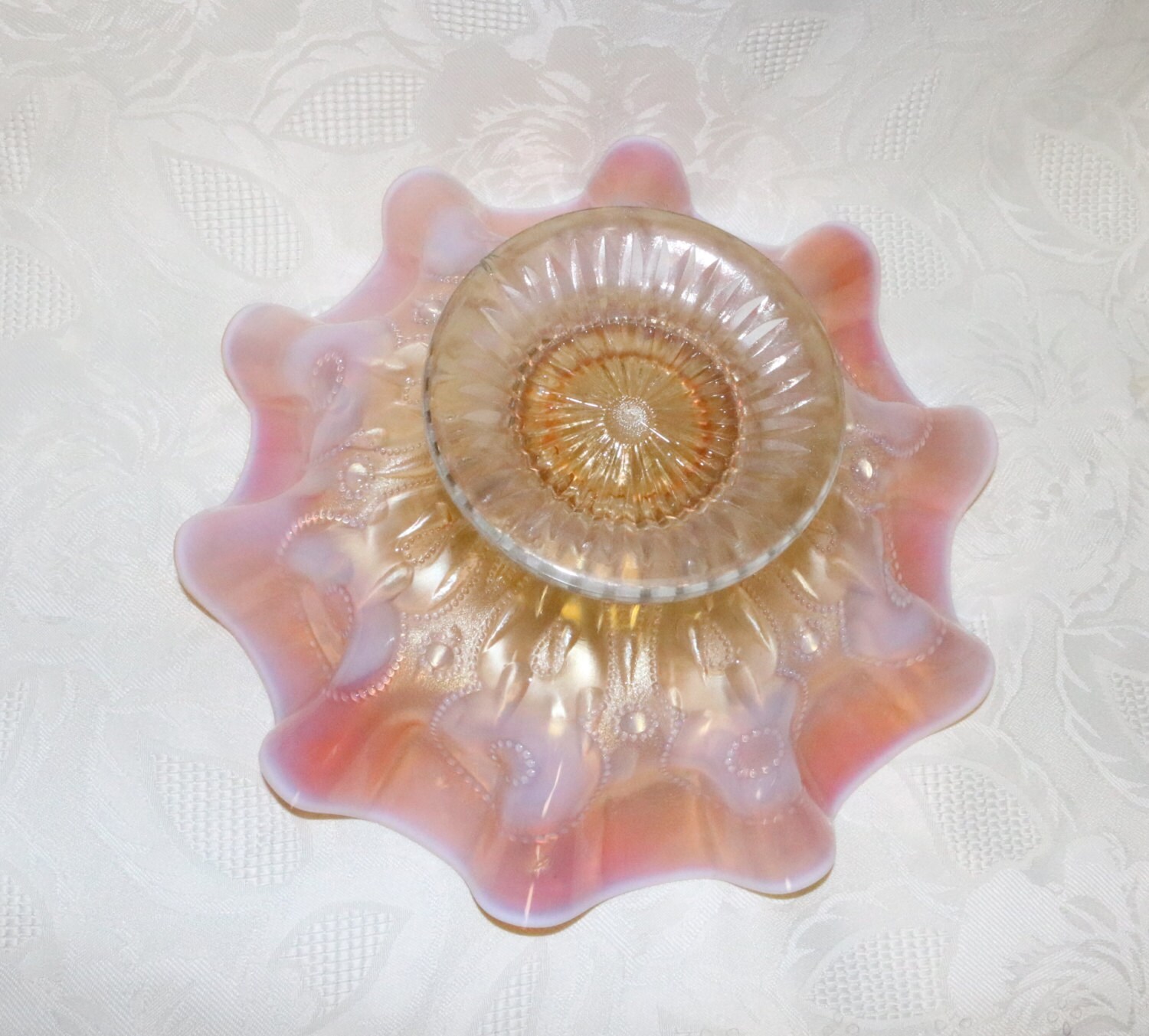 Vintage Handmade Dugan Glass Co. Made This Peach Opal Footed - Etsy