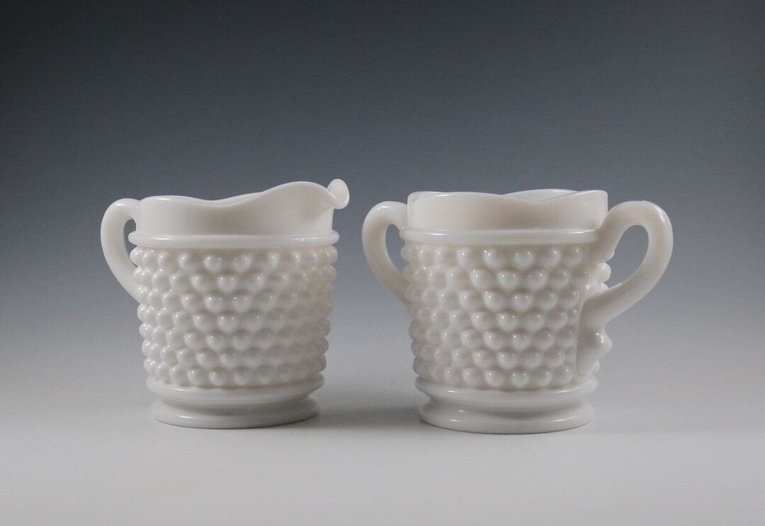 Vintage Westmoreland Glass Handmade Milk Glass Hobnail Cream and Sugar ...