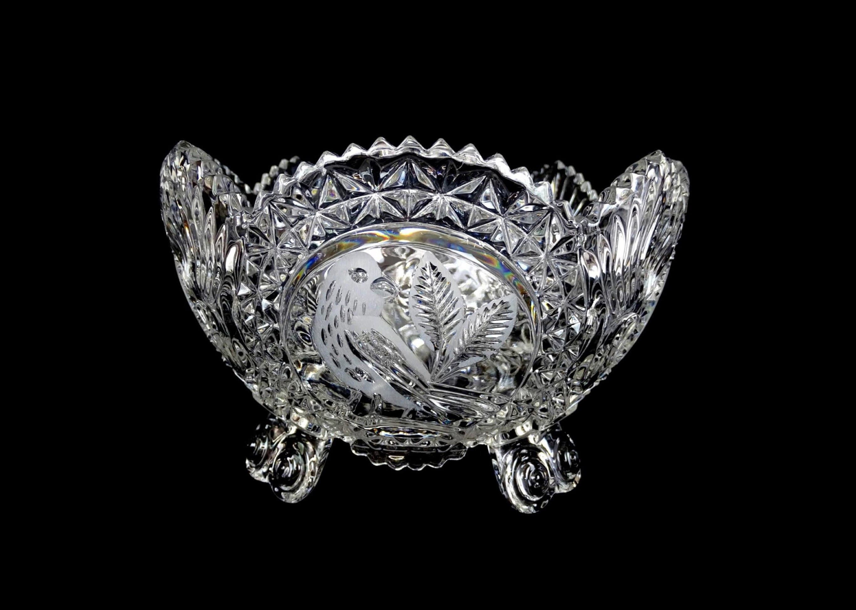 Hofbauer Crystal Glass Byrdes Collection 24% Lead Crystal 8 1/2" FOOTED ...