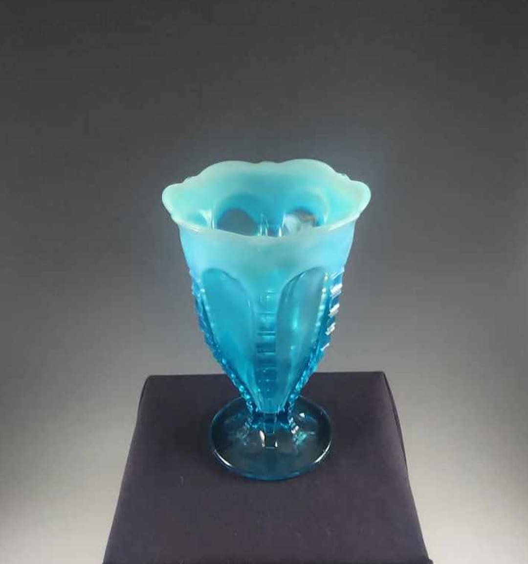 Scarce - Antique Jefferson Blue Opalescent Zipper and Loops Glass Vase ...