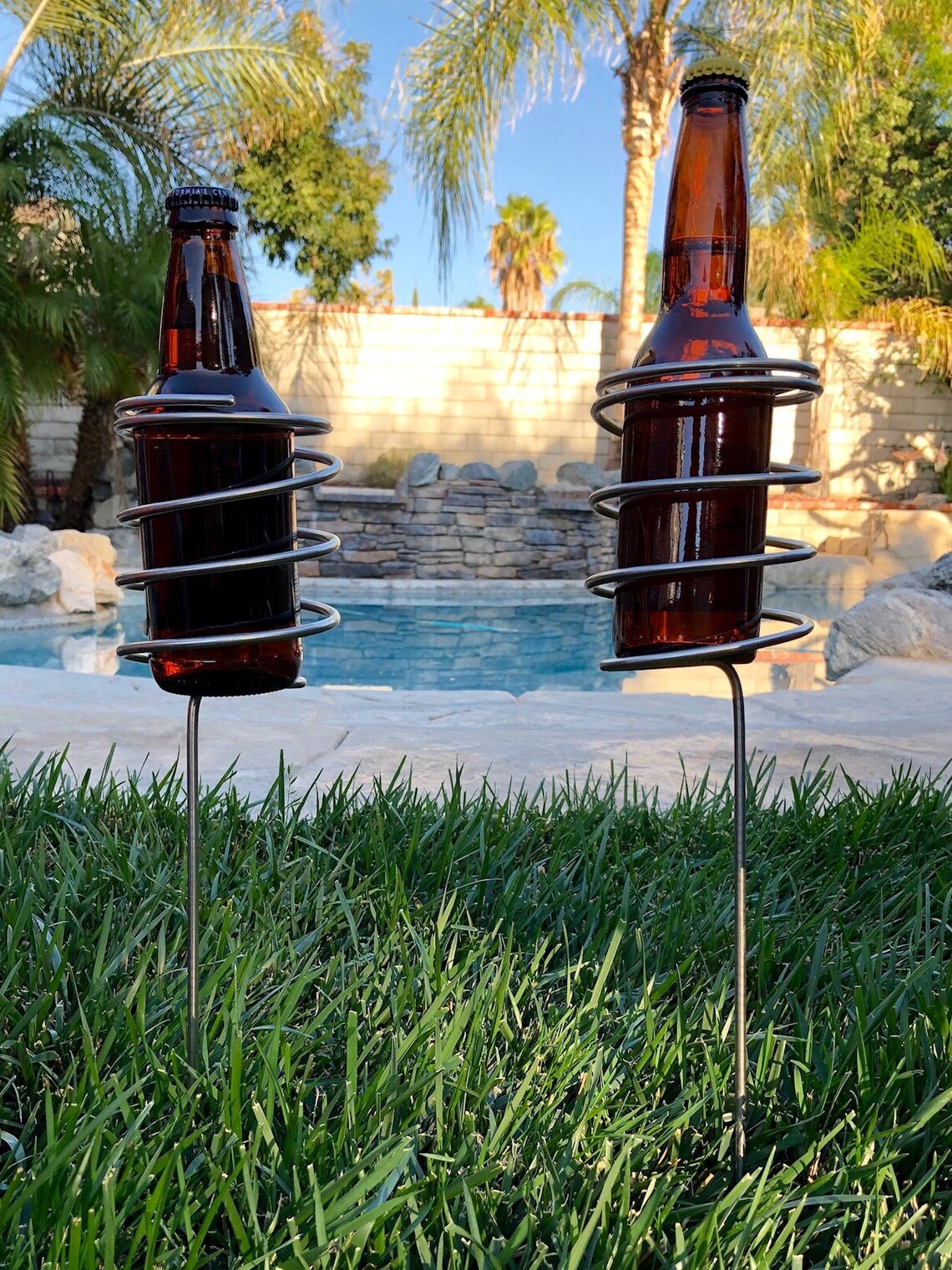 Outdoor Drink Holder Beer Gift Beer Bottle Holder 2 Pc Set - Etsy