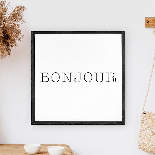 Bonjour Wood Sign - Etsy