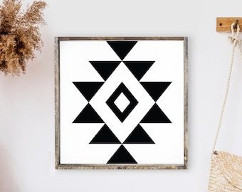 Aztec Wood Sign / Rectangle Boho Sign/ Boho Sign/ Boho Aztec Sign ...